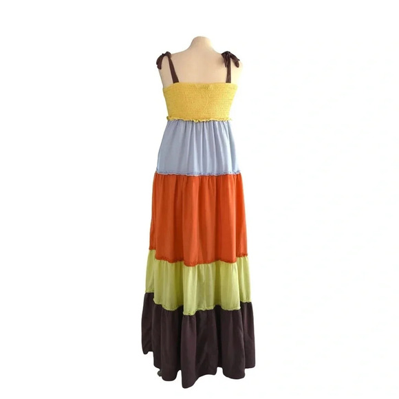 DAVI & DANI | Dresses | Davi Dani Color Block Sherbet Colors Maxi Dress ...